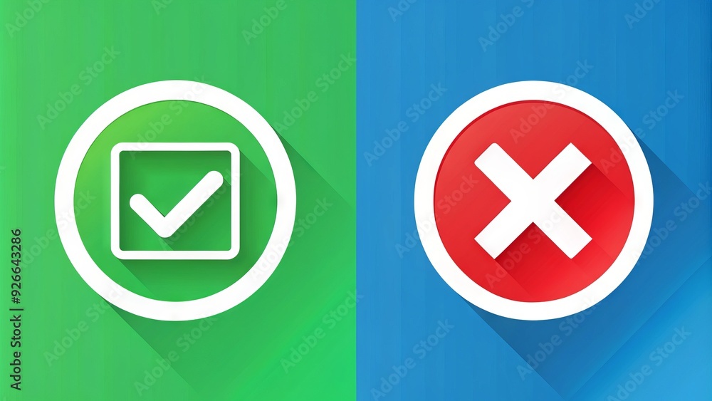 A split-screen image showing two contrasting icons, one with a ...