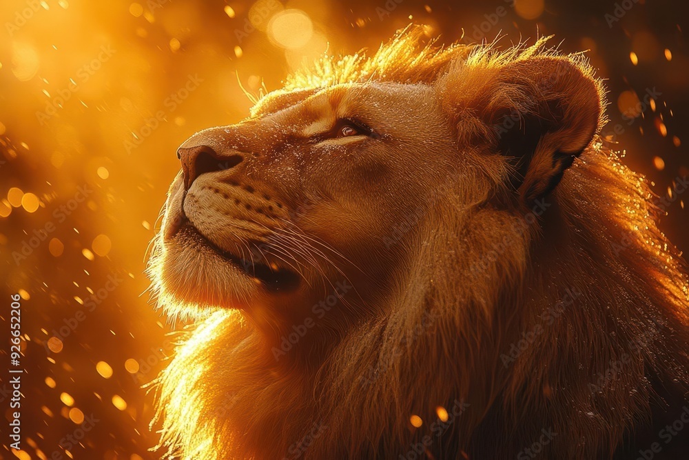 majestic lion of judah bathed in golden sunset light powerful feline ...