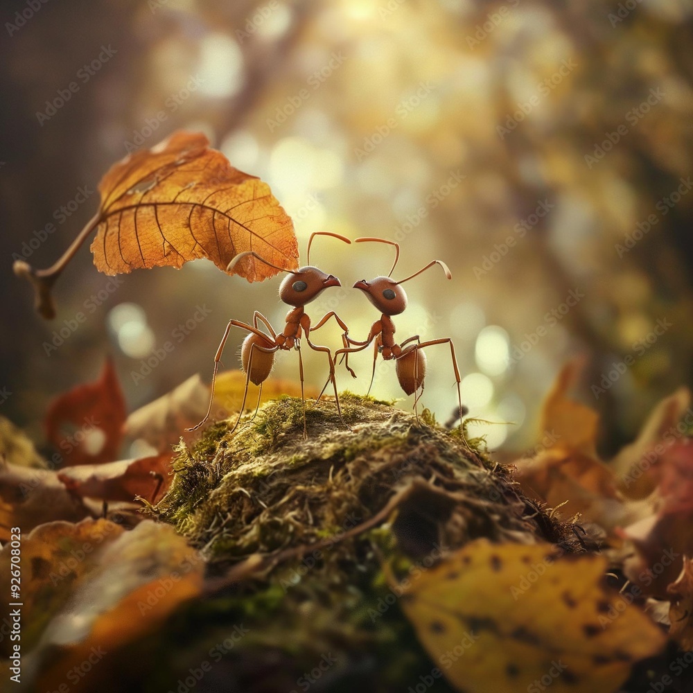 AI generator image of weaver ants (Oecophylla smaragdina), weaver ants ...