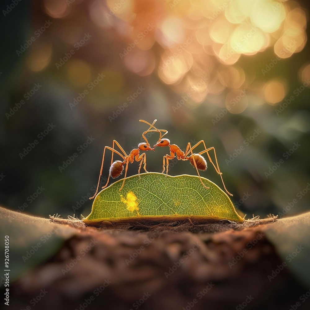 AI generator image of weaver ants (Oecophylla smaragdina), weaver ants ...