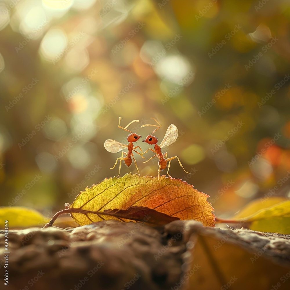 AI generator image of weaver ants (Oecophylla smaragdina), weaver ants ...