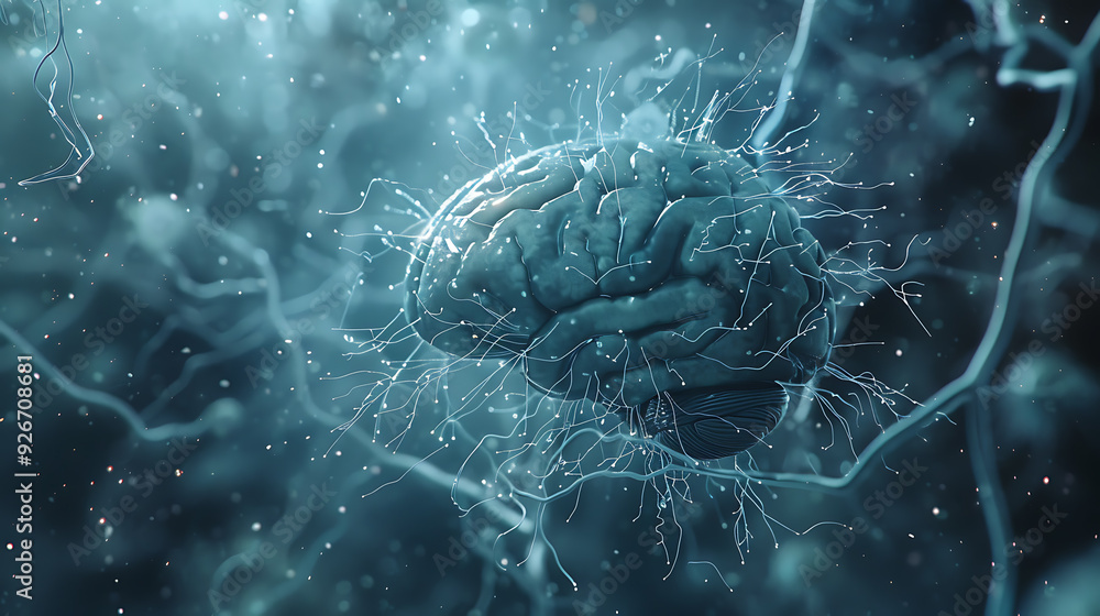 Field of neurology, visualization of the brain. Workings of the human ...