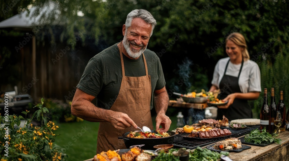 Labor Day barbecue with neighbors sharing food and laughter ...