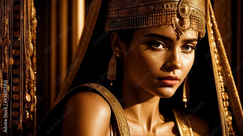 Portrait of a beautiful woman princess in traditional Egyptian clothing ...