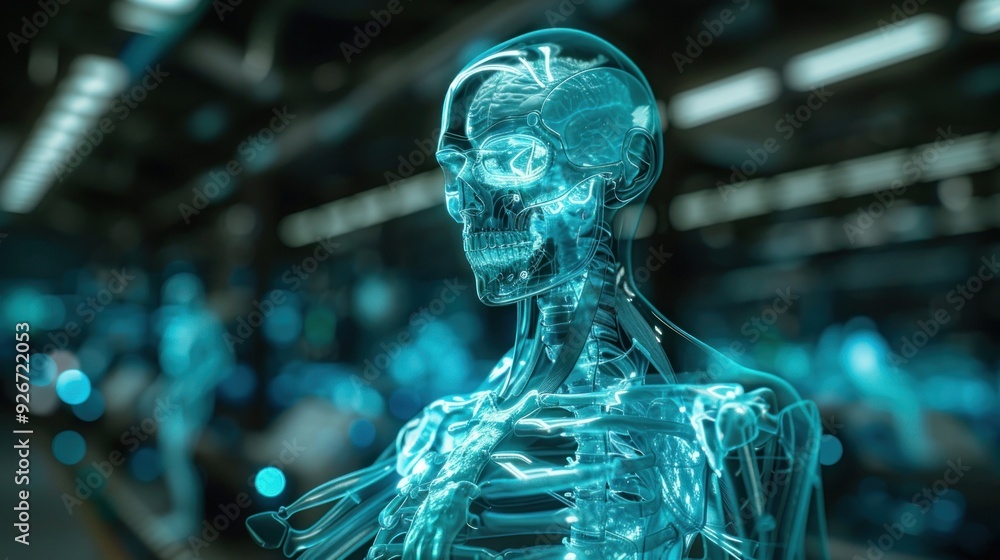 Photo & Art Print 3D hologram of human muscular system, translucent ...