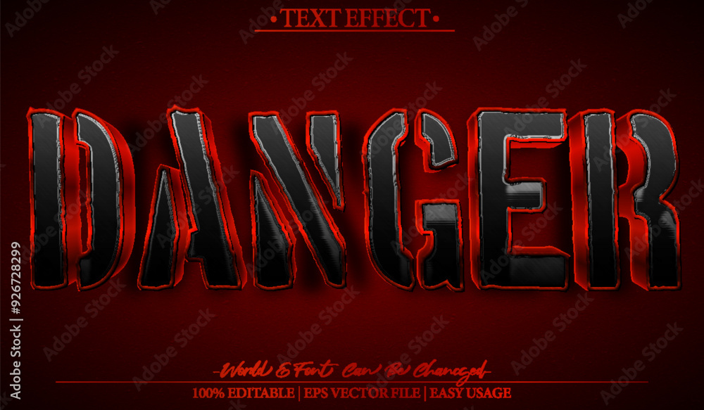 Danger Vector Text Effect Editable Alphabet Red Error Alert Risk ...