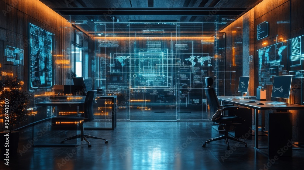 Futuristic Office with AI-Enhanced Workflow Management: Offices using ...
