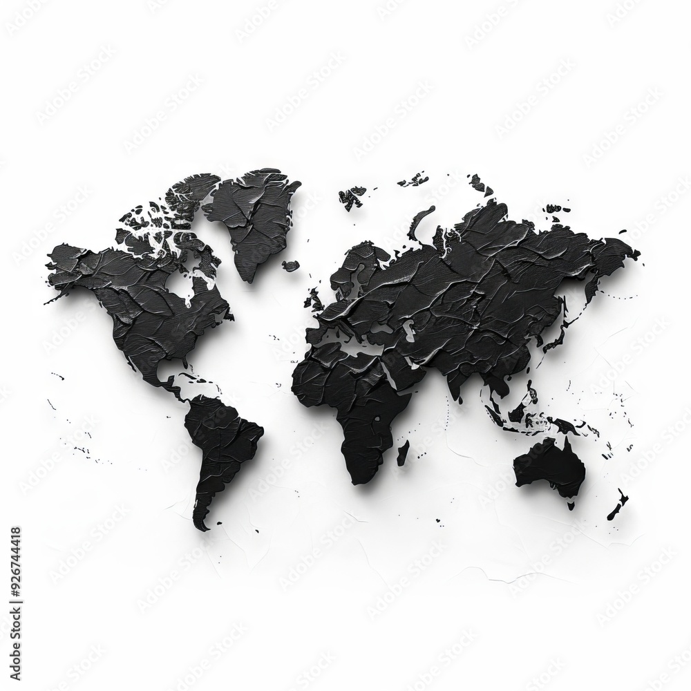 "A world map featuring continent outlines is displayed against a clean ...