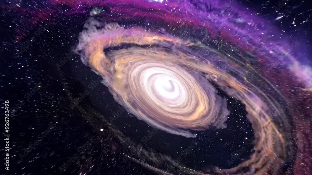 Flight through the galaxy with spreading nebula clouds, shiny stars and ...