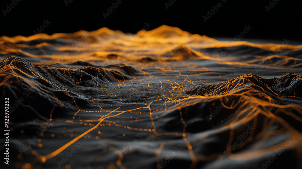 A 3D digital terrain map showcasing intricate GIS geodata with clear ...