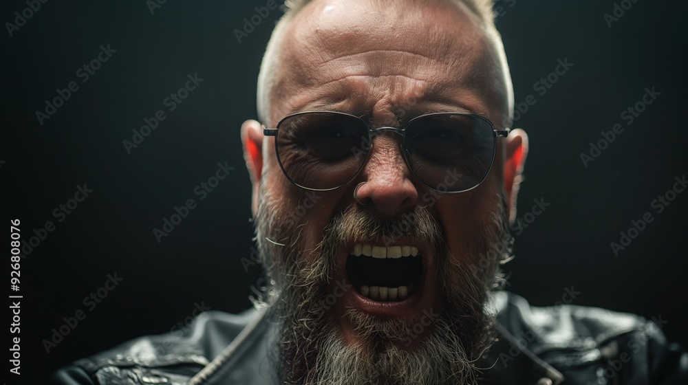 portaitd of a real bad influencer bad guy in his mid 40s acid, hates ...