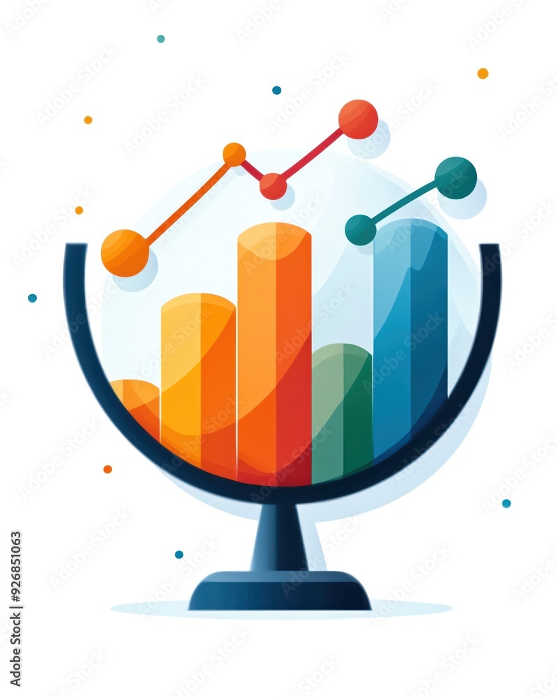 Colorful bar graph and line chart displaying statistics and trends in a ...