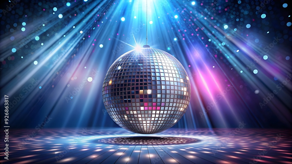 Party on concert stage with disco ball from the disco era, music, disco ...