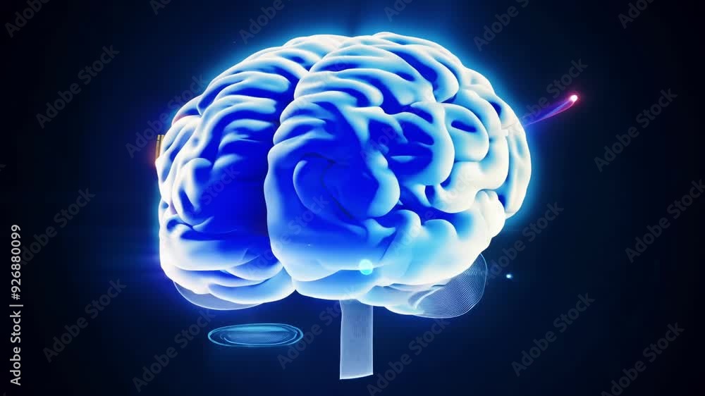 A detailed digital representation showcases the human brain's structure ...