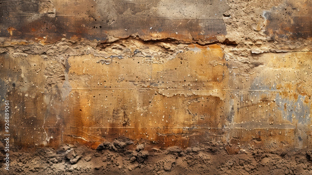 Rammed Earth Wall with Natural Earth Tones and Fine Grain Dirty Surface ...