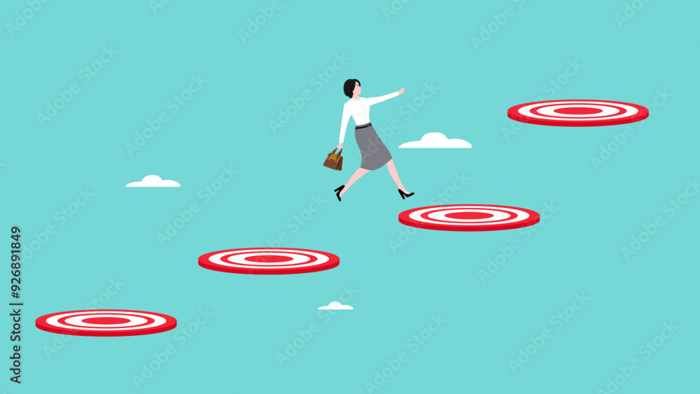 reaching milestone of target, business target achievement, goal of ...