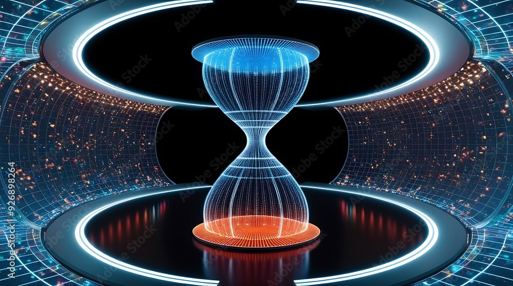 Big data technology and information funnel concept. Large digital ...