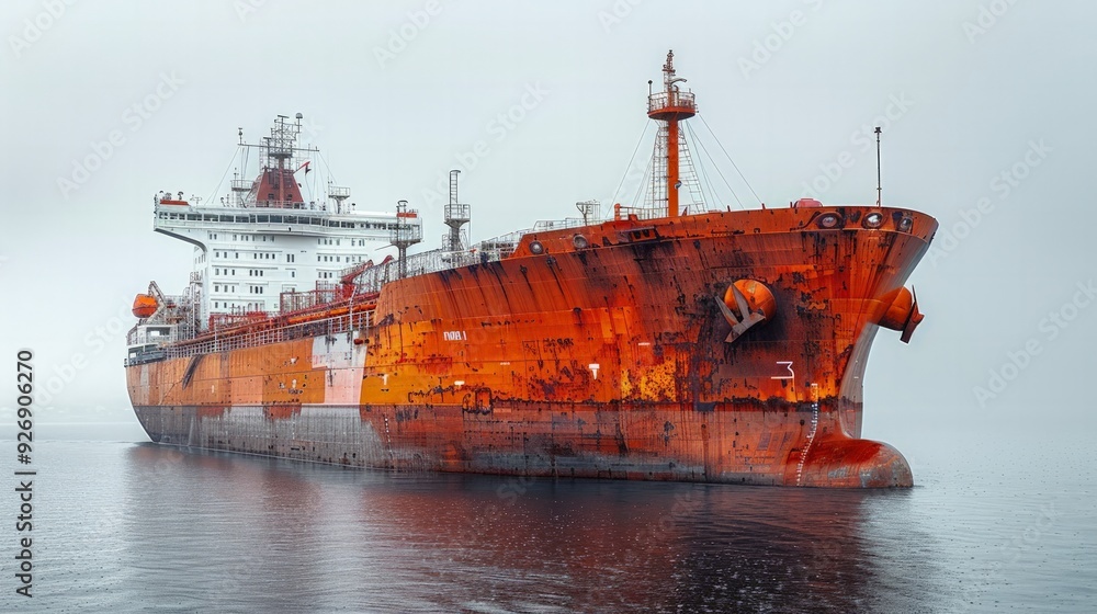 Oil tanker with rugged exterior, isolated on white background, full ...