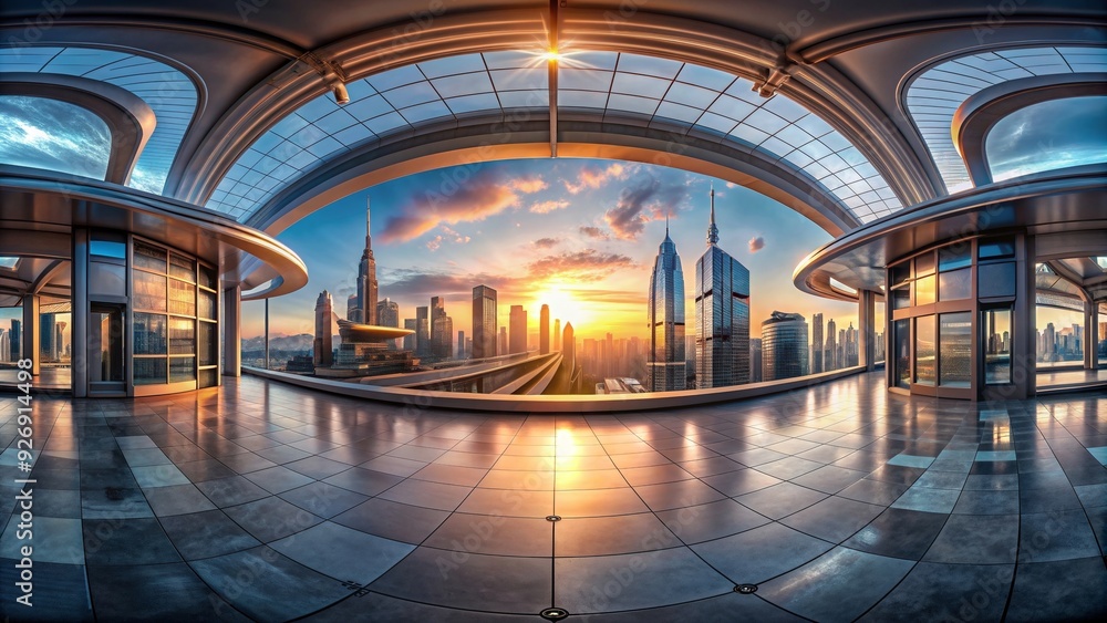 Futuristic render of a panoramic HDRI scene , technology, digital ...