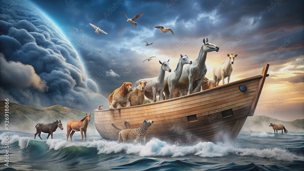 Animals on Noah's Ark during the great flood, Noah's Ark, animals, flood, two by two, biblical ...