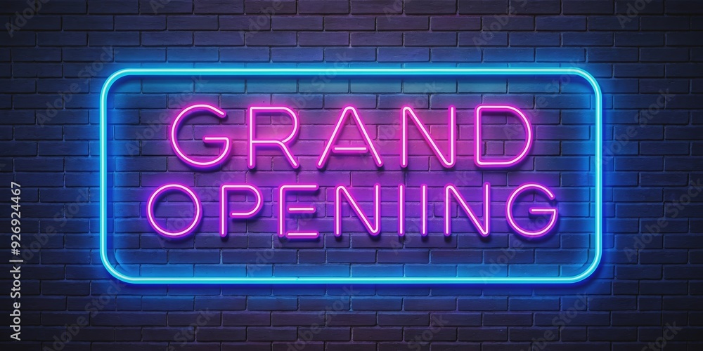 Neon sign advertising for grand opening event, neon sign, grand opening ...