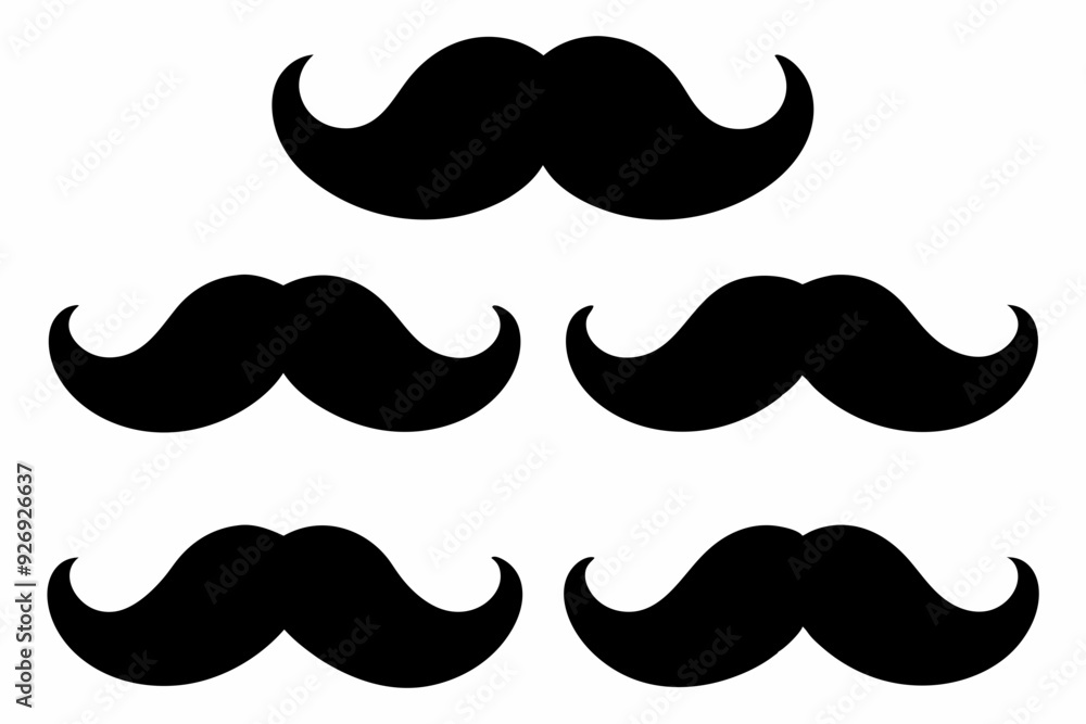 Poster Set of mustache icon vector, Moustache Silhouette – Wall Art ...