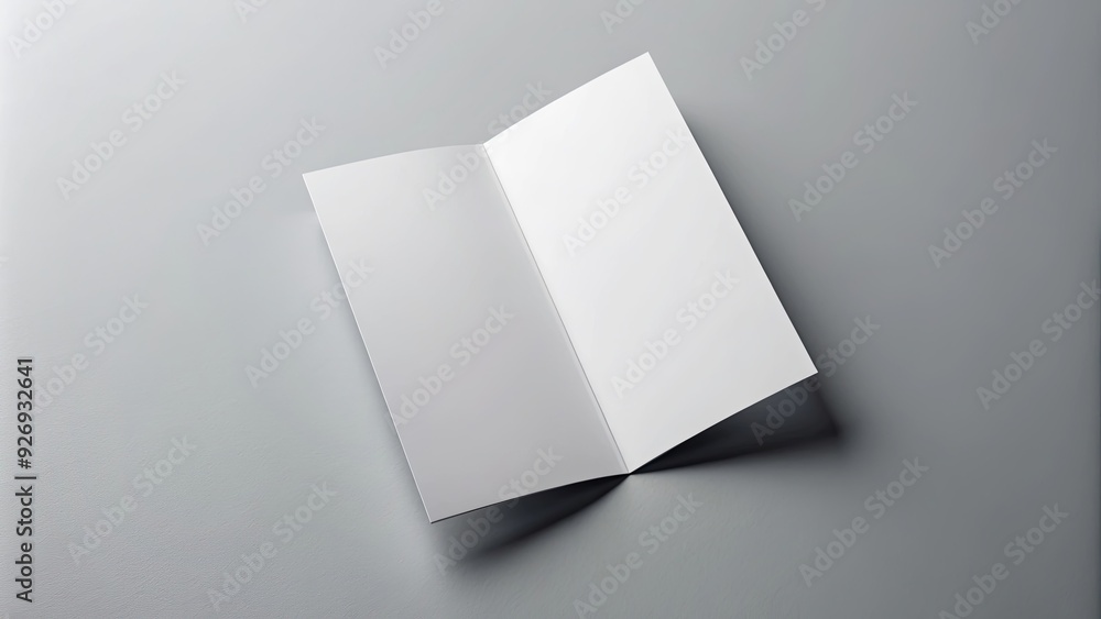 Open bifold leaflet mockup on grey background, brochure, catalogue ...