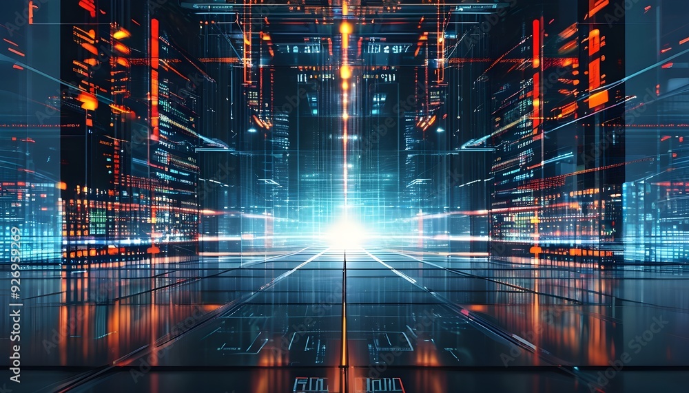 The intelligent data center with a modern technological sense, cyclic ...