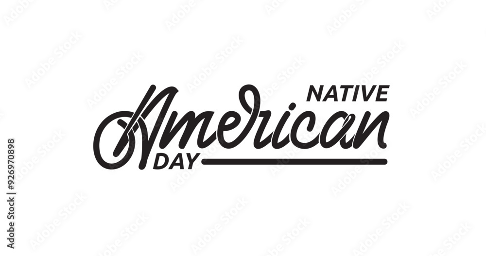 Native American Day Handwritten text Design in black colors. Great for ...