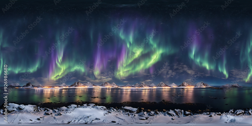 HDRI Aurora Borealis Skybox Equirectangular Panorama 14 Stock ...