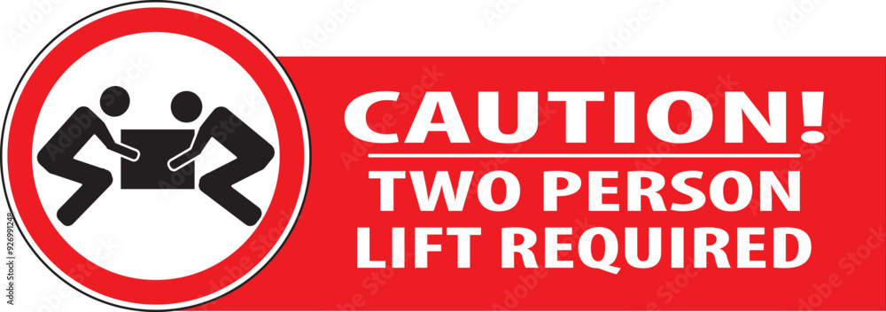 Two person lift required warning notice vector.eps Stock Vector | Adobe ...