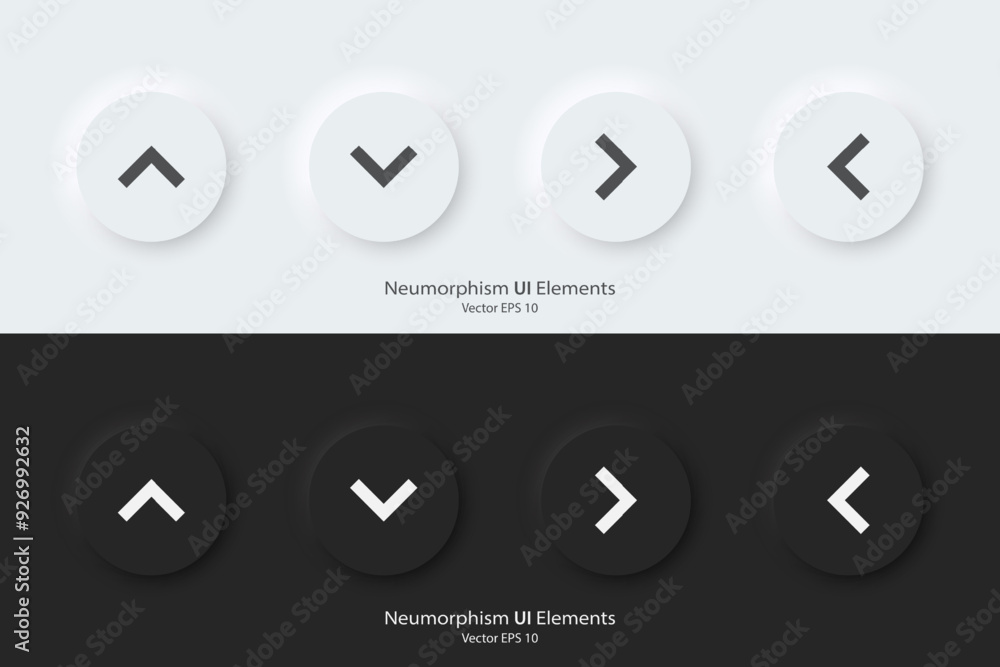 Arrow sign icon. Up down left right sign. A set of round buttons with ...