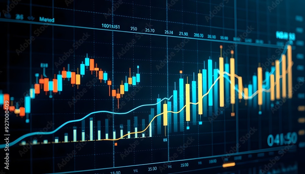 A stock market chart showing the price fluctuations of a financial ...