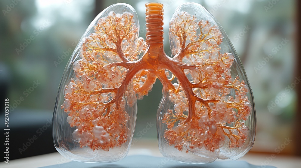 3D Human Lungs with Oxygen Exchange: A detailed model illustrating the ...