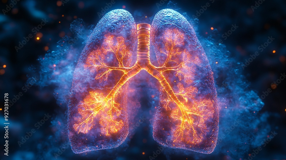 3D Lungs with Respiratory Cycle: A dynamic 3D image illustrating the ...