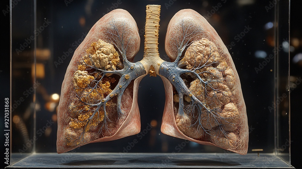3D Human Lungs in Thoracic Cavity: A comprehensive model displaying the ...