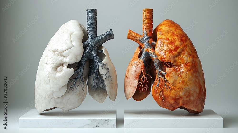 3D Lungs with Healthy vs. Smokers Comparison: A side-by-side comparison ...