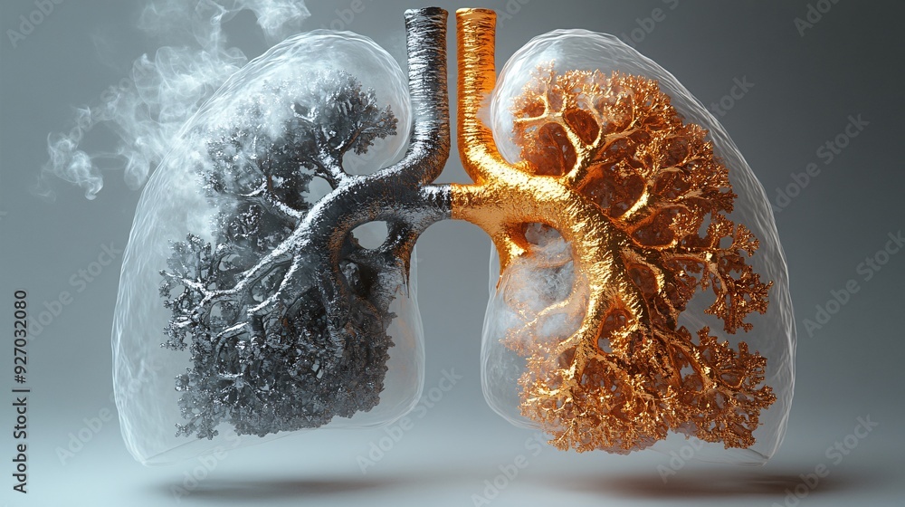 3D Lungs with Healthy vs. Smokers Comparison: A side-by-side comparison ...