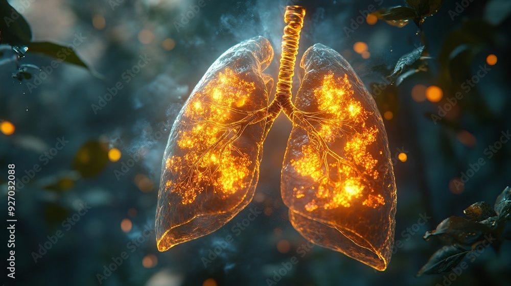 3D Human Lungs with Pneumonia: A high-quality rendering showing ...