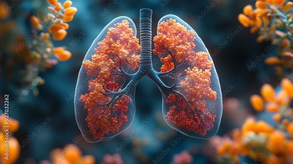 3D Human Lung with Gas Exchange Process: A detailed rendering ...