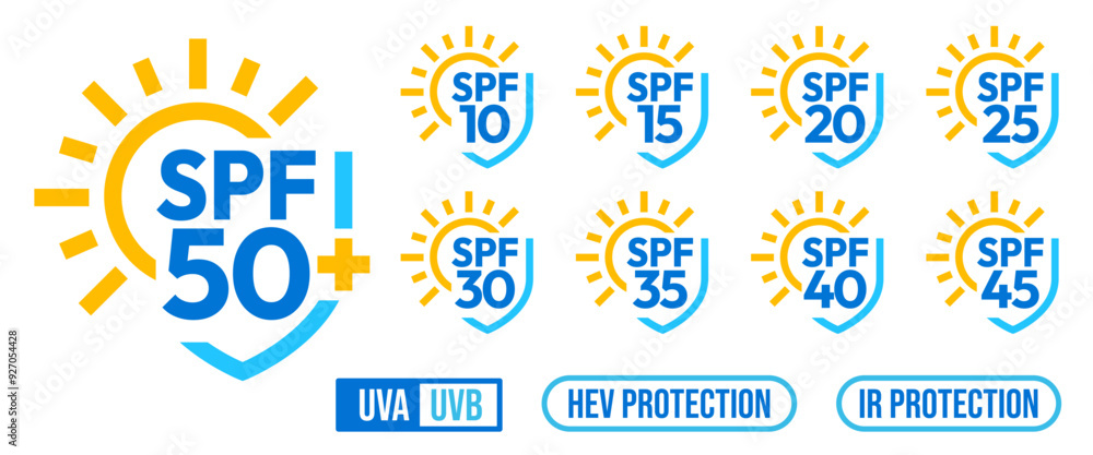 Spf Sun Protection Factor vector icon, sign, logo, badge, sticker ...