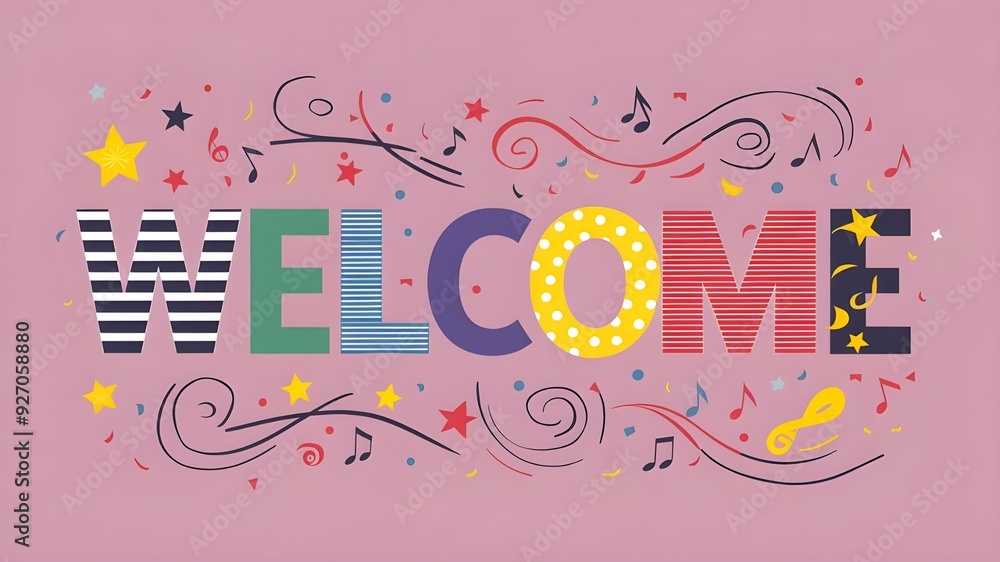 Text banner that says "welcome." Illustration isolated on a vector ...