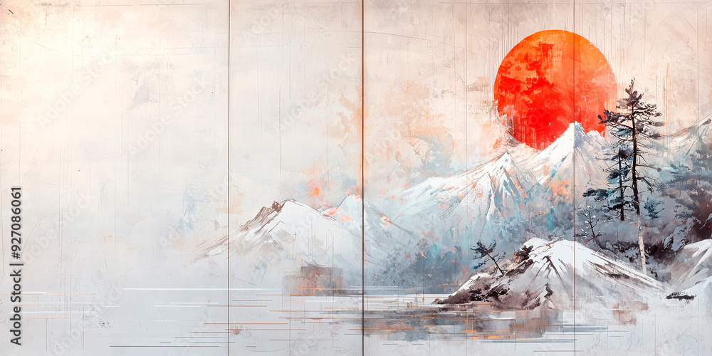 Traditional eastern art. Ink painting. Zen. ancient scroll. Fantasy ...