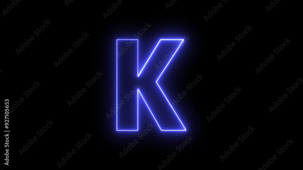 Alphabets K neon animation, Capital alphabets neon light blue color ...