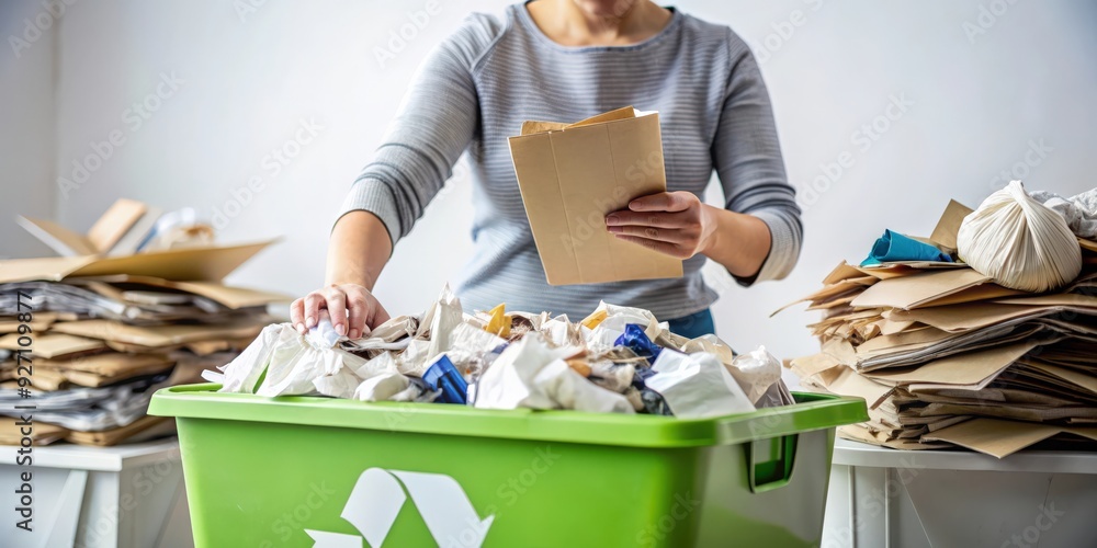 Activist sorting paper waste for recycling , activist, sorting, paper ...