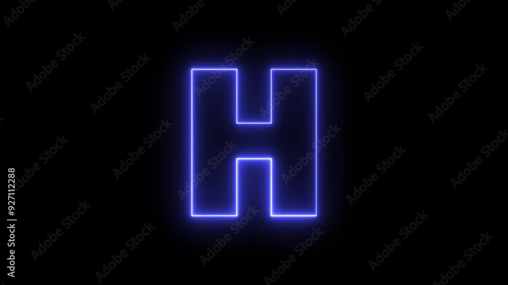 Alphabets H neon animation, Capital alphabets neon light blue color ...
