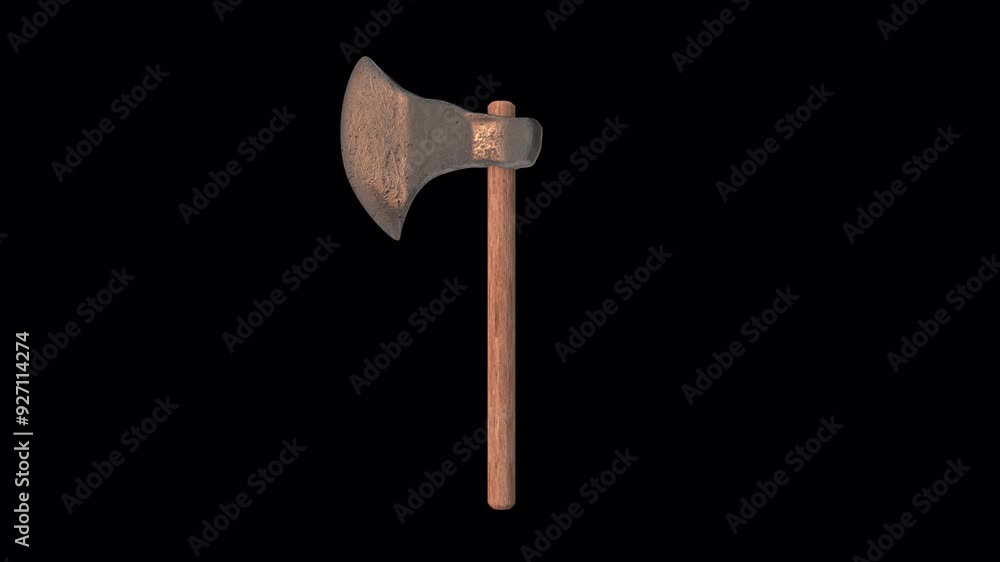 3D Axe Rotating on a Transparent Background. Seamless Loop. Axe 3D Icon ...