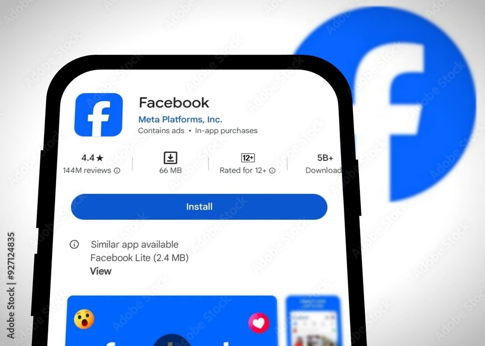 Chittagong, Bangladesh- 18 August 2024: Facebook app install for ...