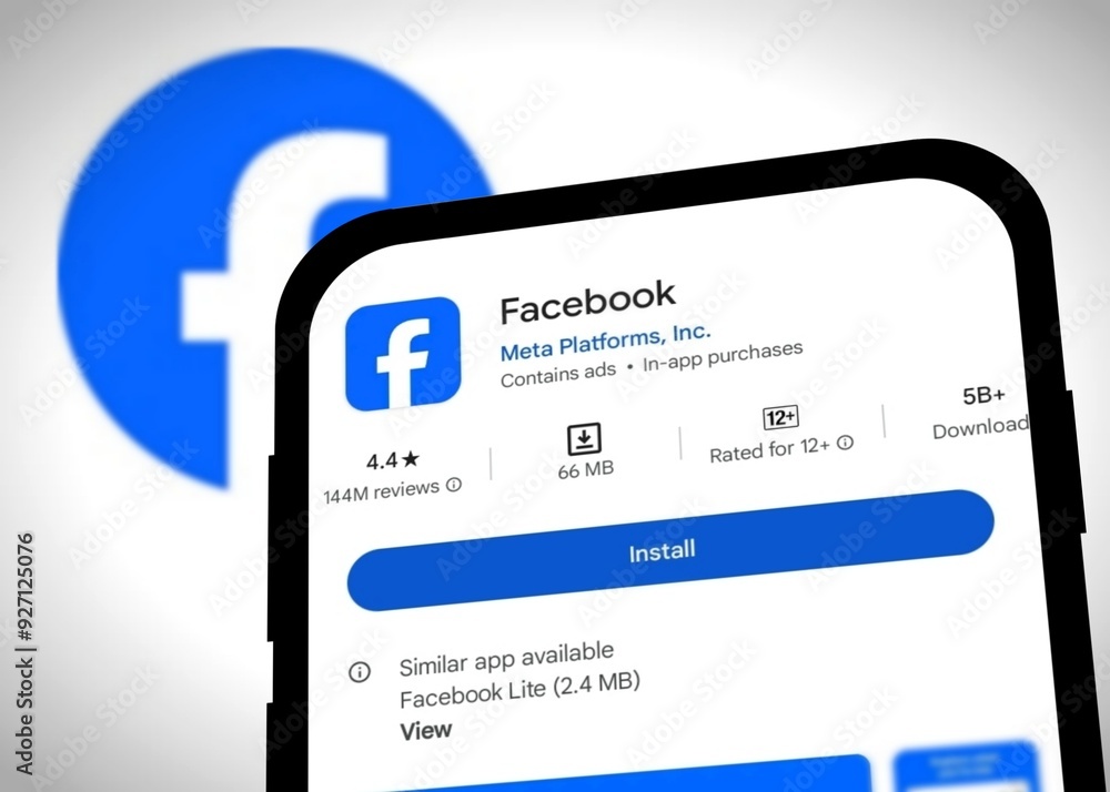 Chittagong, Bangladesh- 18 August 2024: Facebook app install for ...
