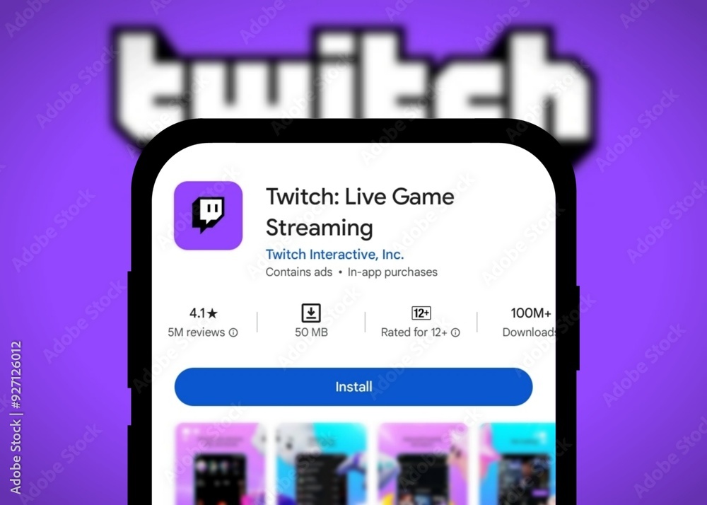 Chittagong, Bangladesh- 18 August 2024: Twitch app install for Android smartphones on mobile ...